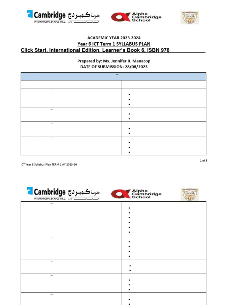 6 - ICT Click Start - TERM - 1 - SP - AY-2023-24 | PDF