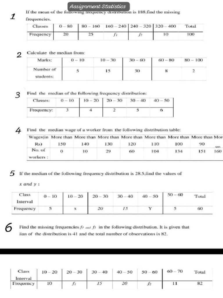 Assignment Statistics X Pdf
