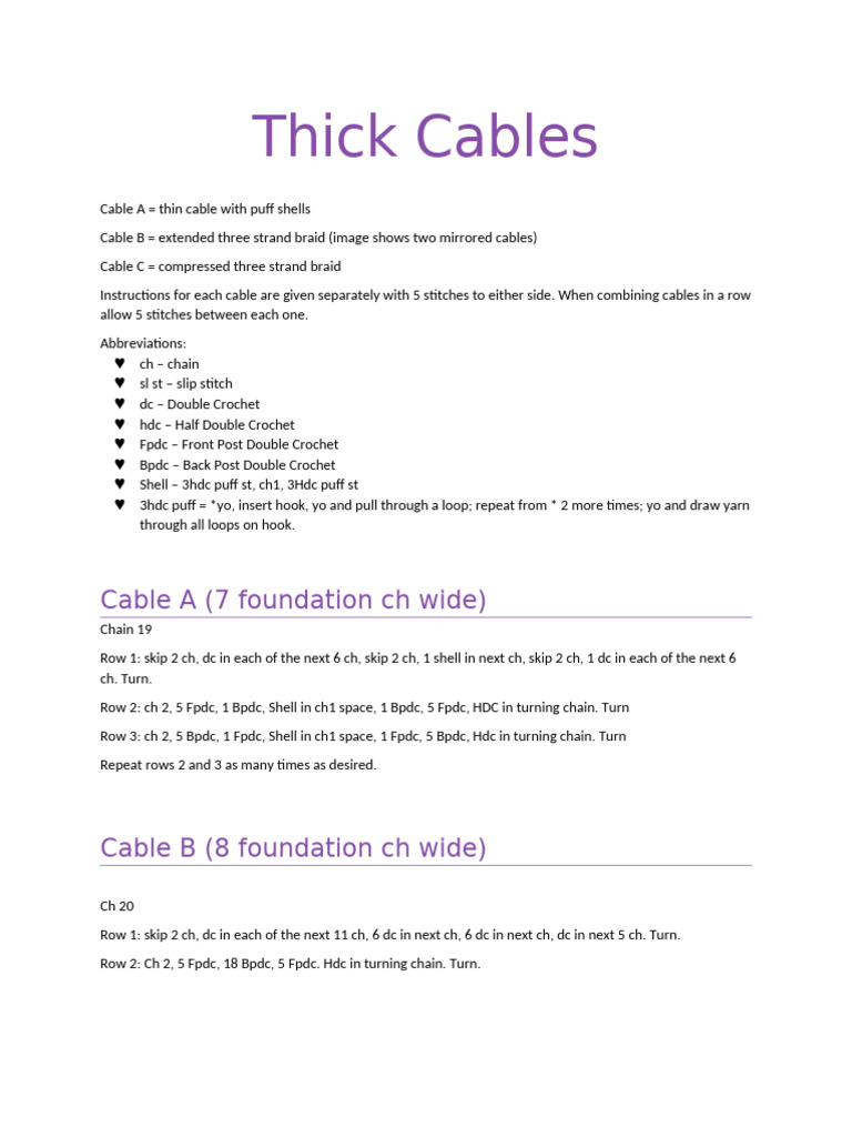 Thick Cables | PDF