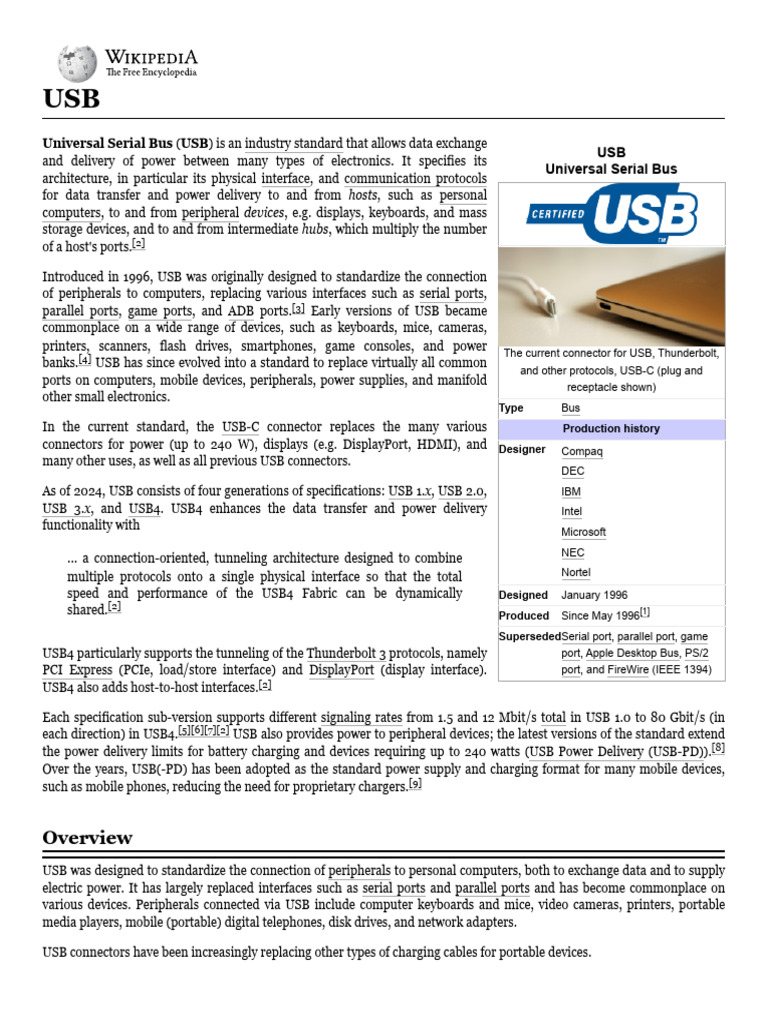 USB Standard | PDF | Usb | Computer Science