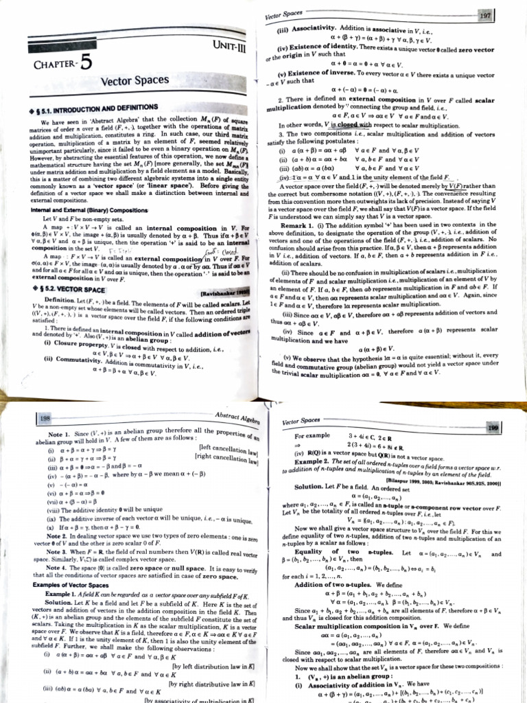 Unit 5 Vector Spaces & Linear Transformations 2nd Sem Maths Book | PDF