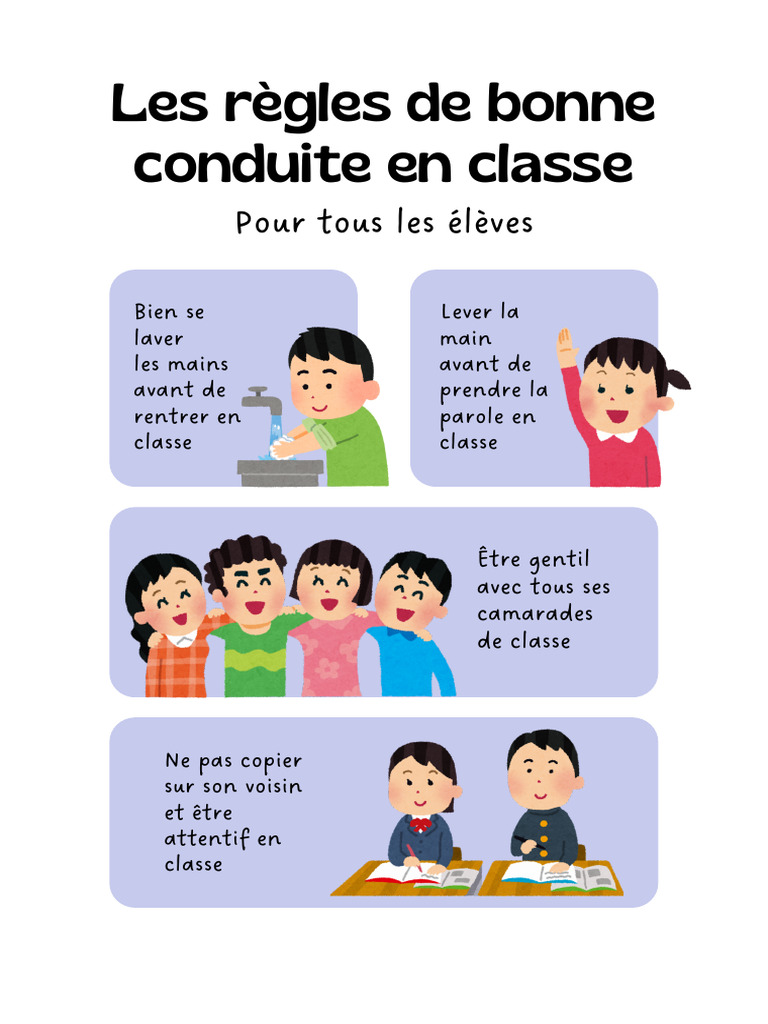 Illustration Enfant Règle Conduite Classe Affiche | PDF