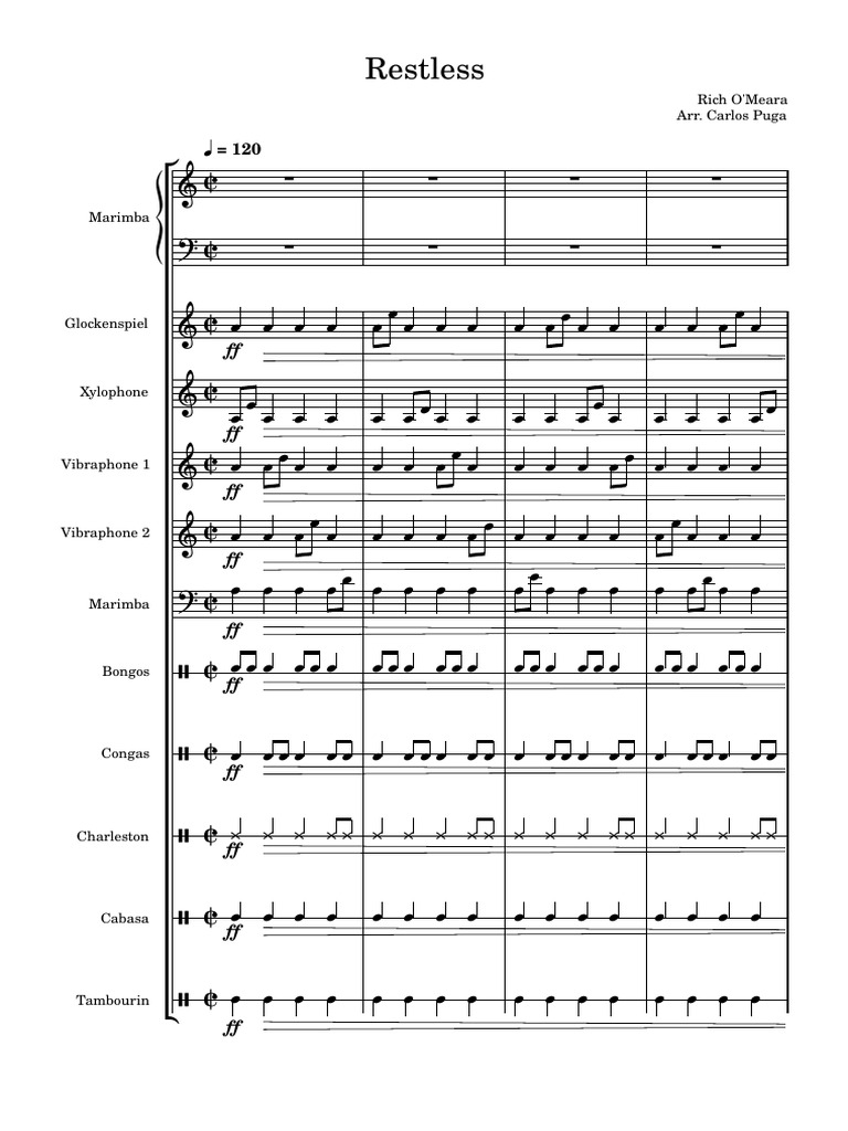 Restless - Arr. For Percussion Ensemble | PDF | Music Technology ...