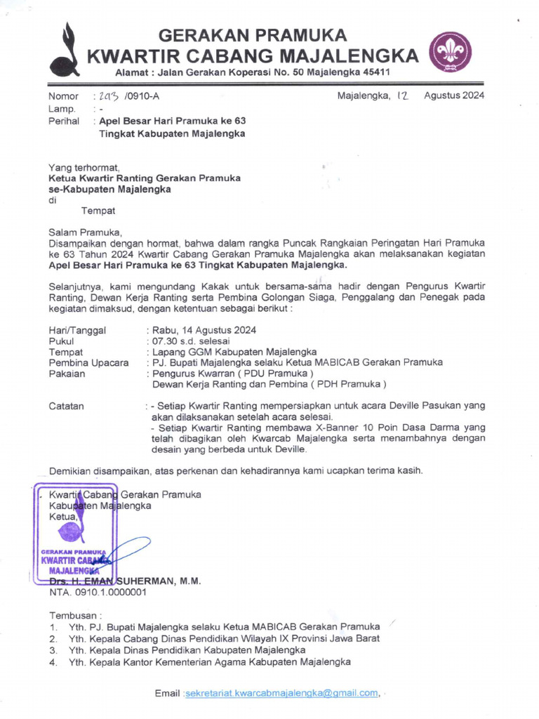 Ketua Kwartir Ranting - Surat Undangan | PDF