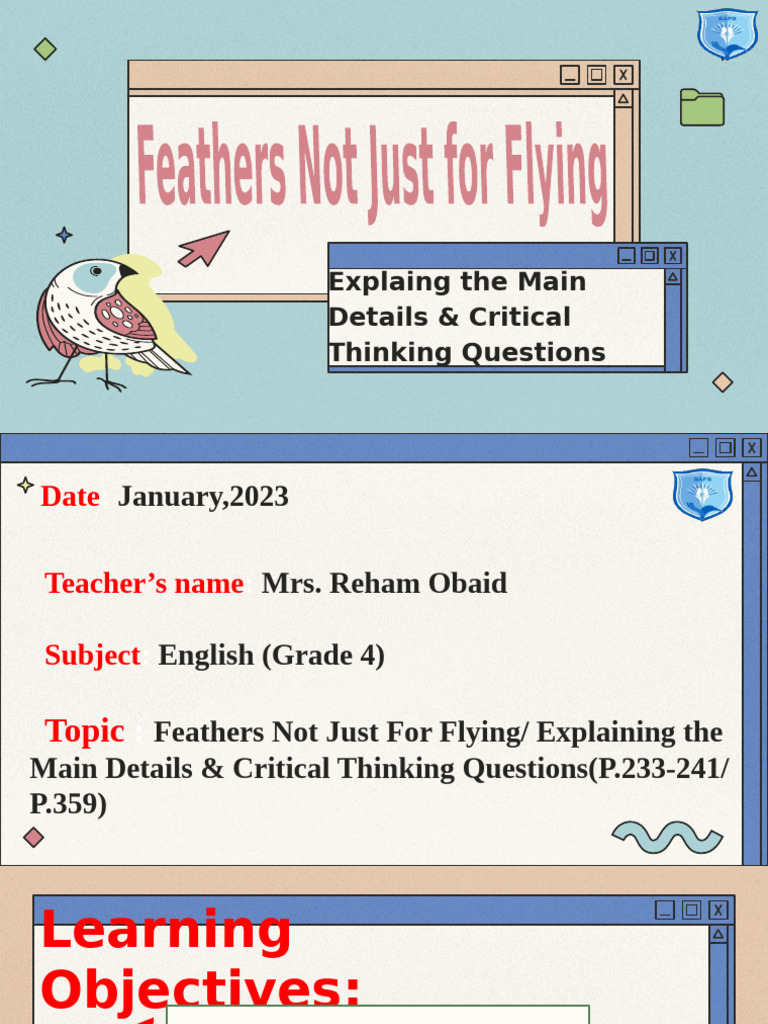 Gr.4-Literature- Feathers Not Just for Flying | PDF