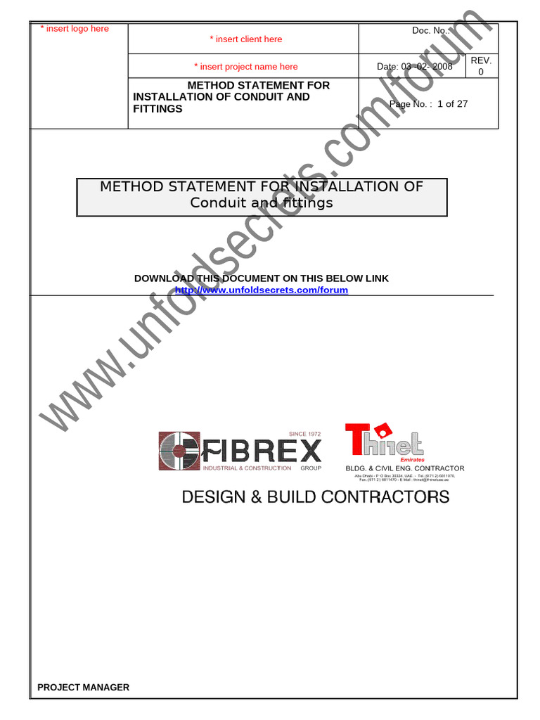 Method Statement of Conduits Modified Part 2 | PDF