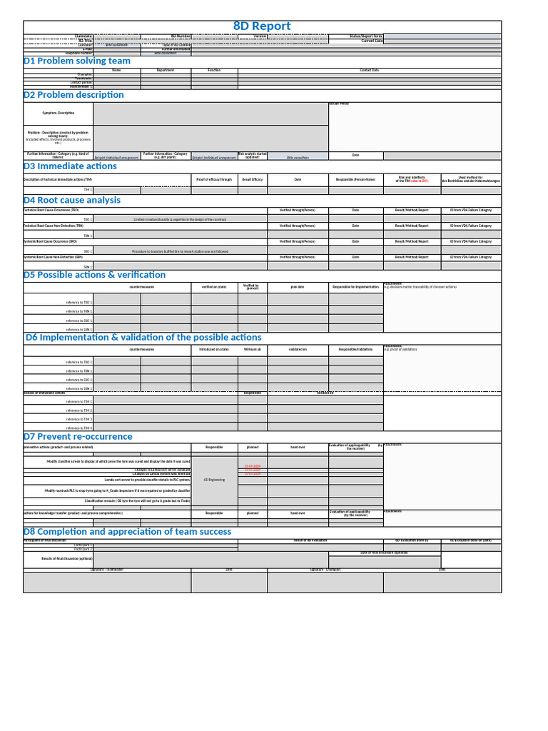 8D - VDA - Template - EN | PDF