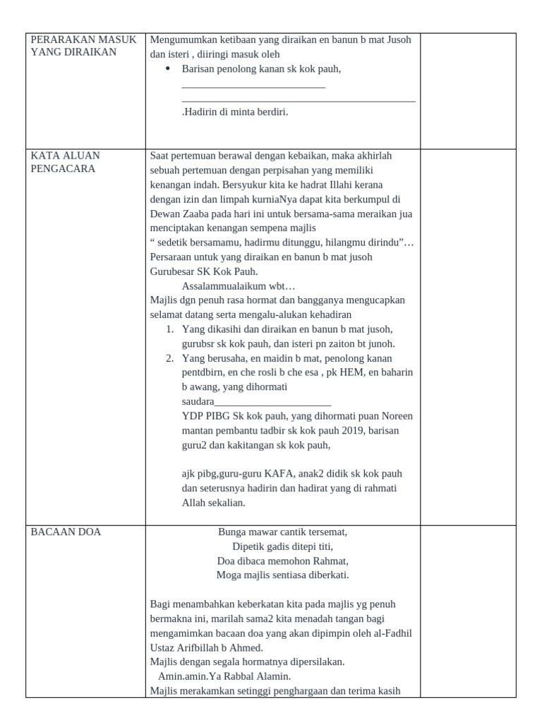 Teks Pengacara Brsara | PDF | Kajian Bahasa Asing