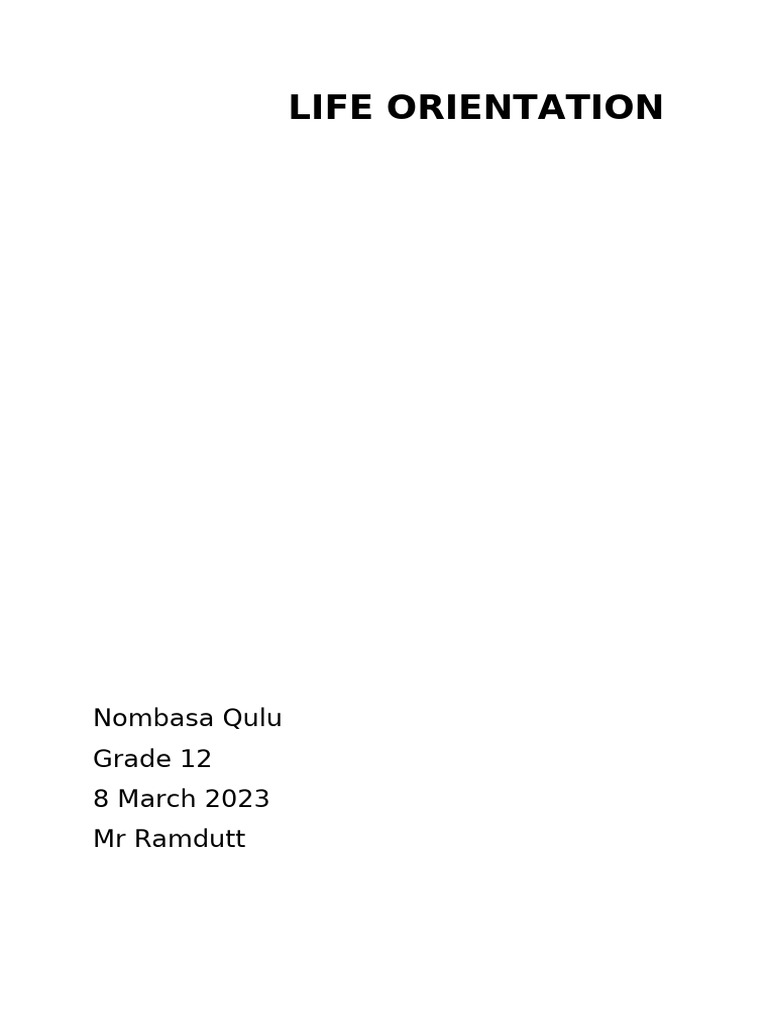 Life Orientation | PDF