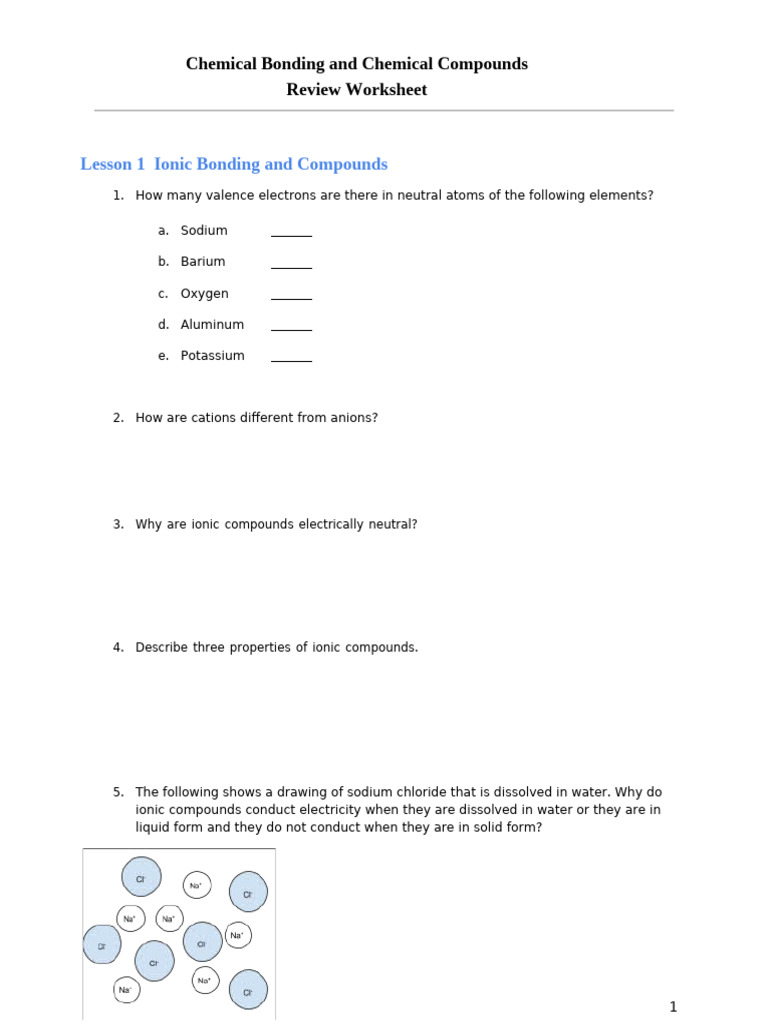 Chemical Bonding Worksheet | PDF