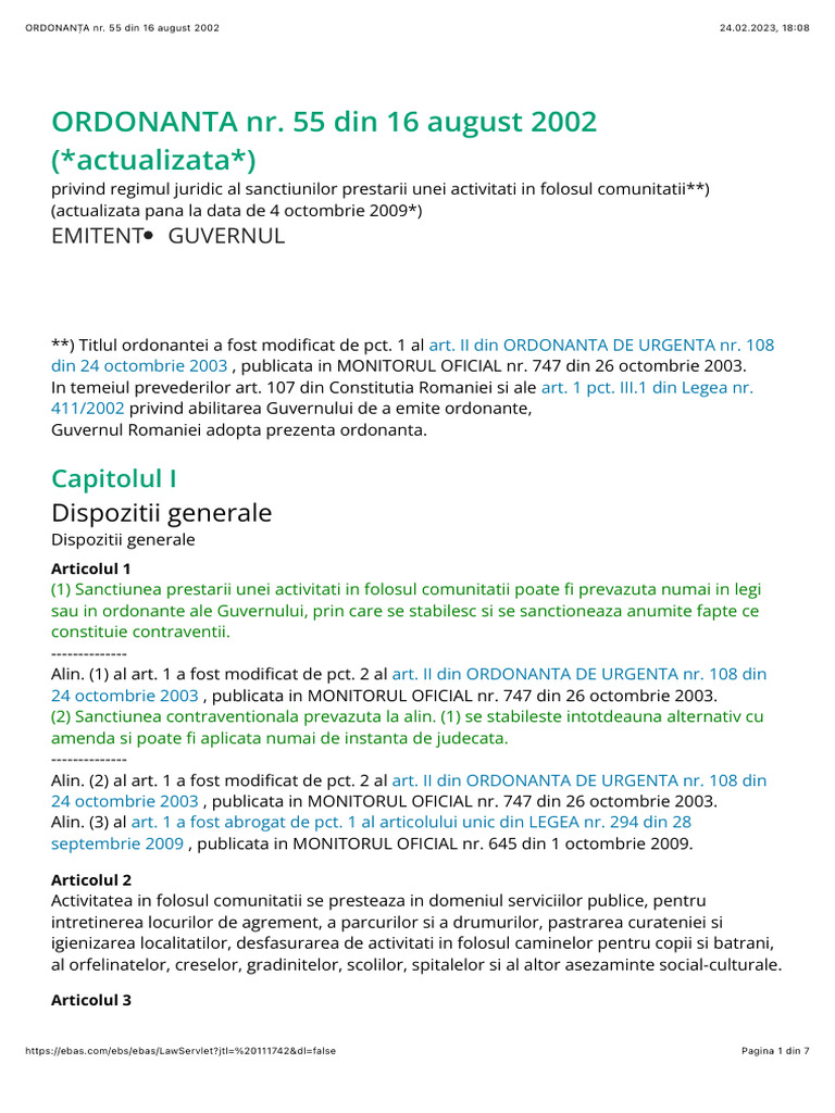 ORDONANȚĂ Nr. 55 Din 16 August 2002 | PDF
