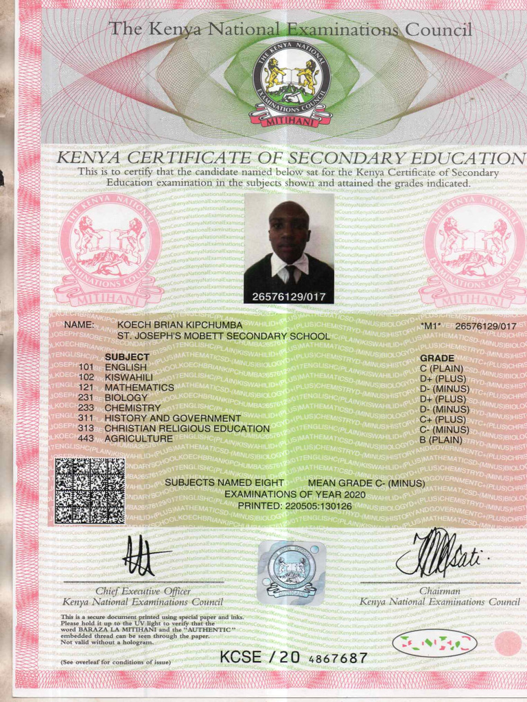 Kcse Cert | PDF