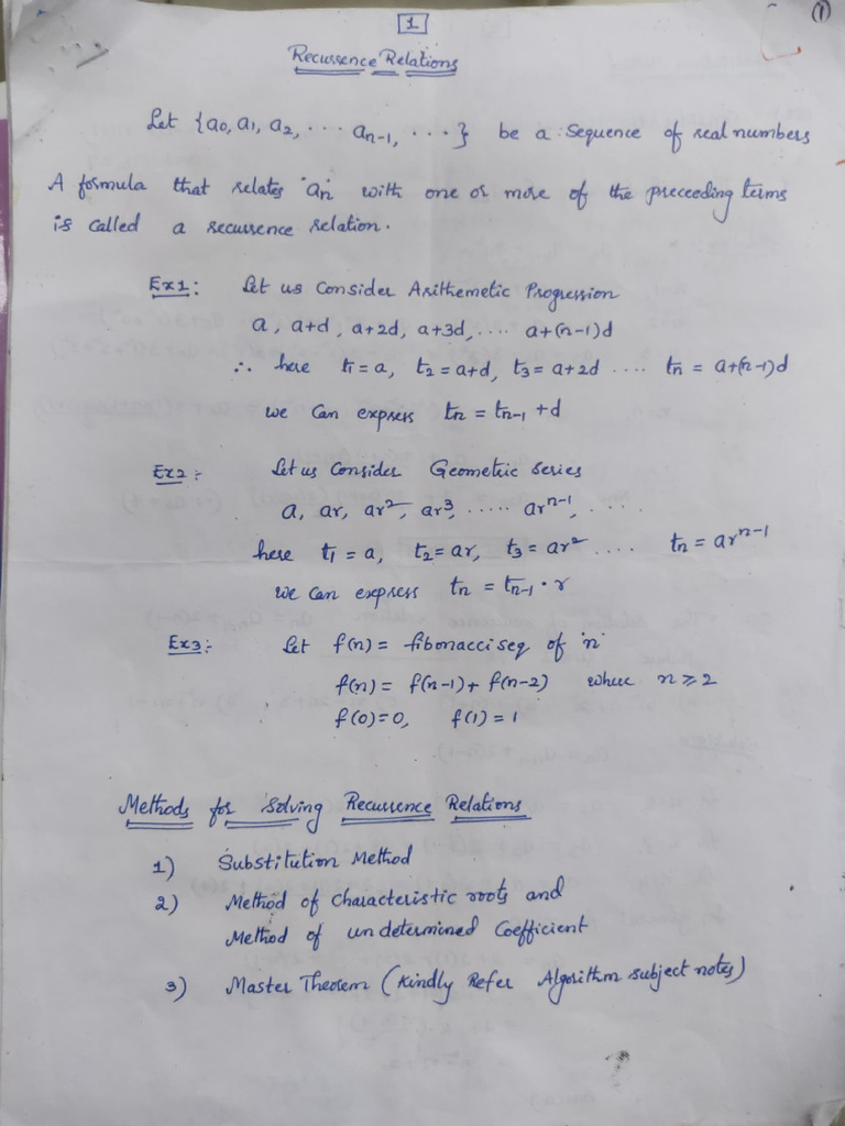 Discrete Recurrence Relation Notes | PDF