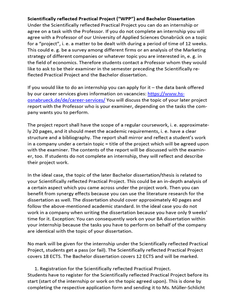 Info Scient. Refl. Practical Project BA Diss. Curriculum Course ...