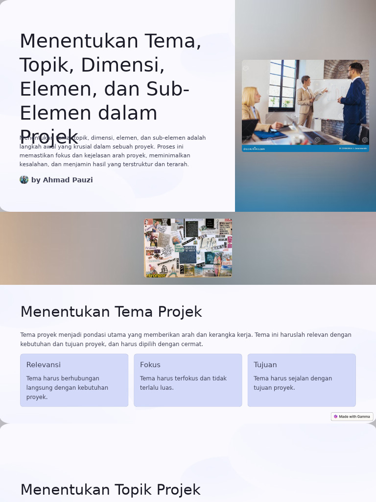 Menentukan Tema Topik Dimensi Elemen Dan Sub Elemen Dalam Projek | PDF