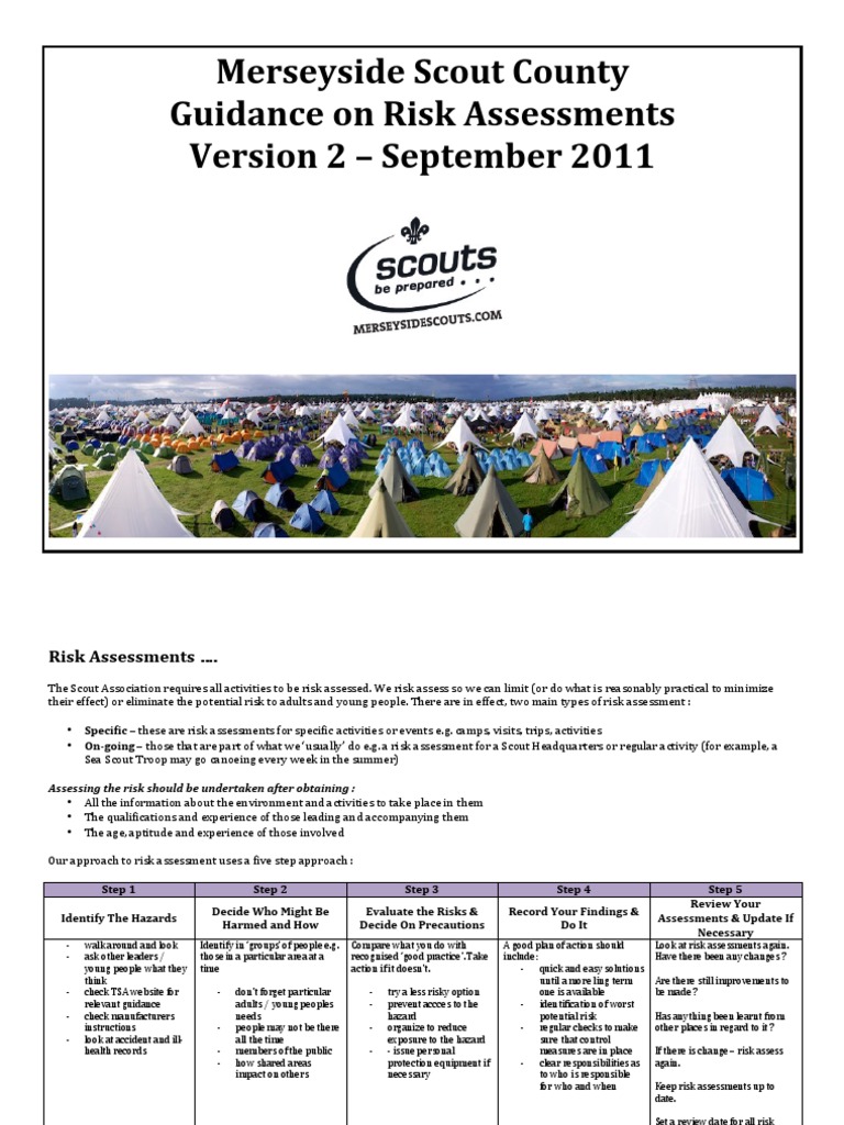 Merseyside Scouts Risk Assessment Guide | PDF | Hazards | Risk