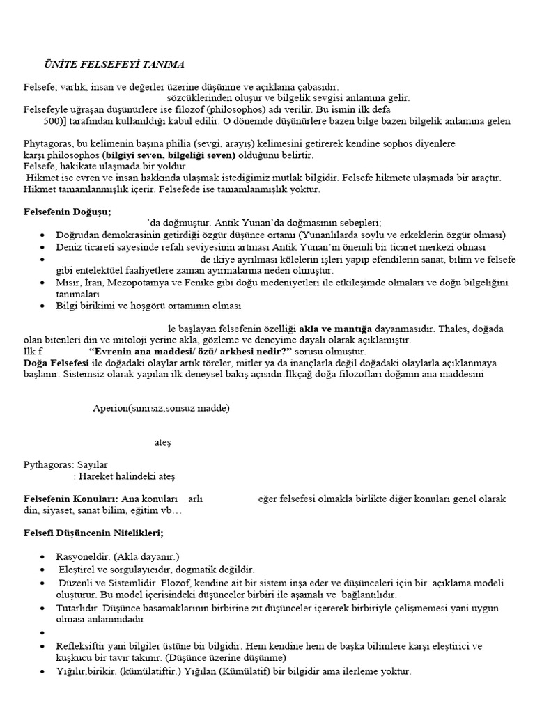 10.Sinif-Felsefe-Ders-Notlari-1-1 | PDF