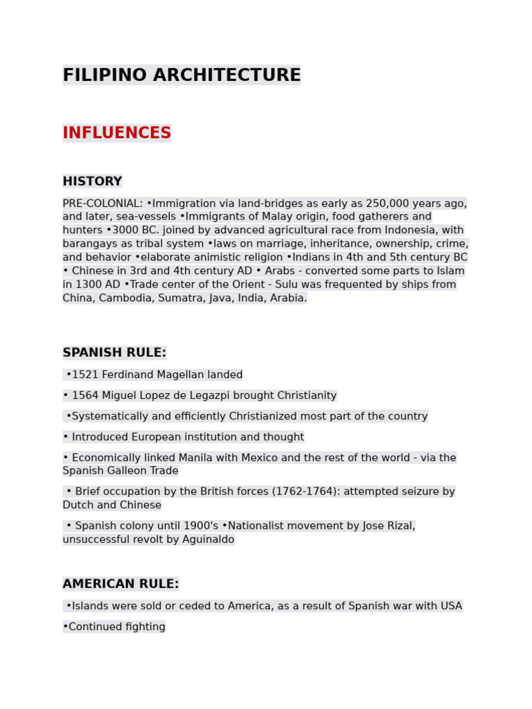 Filipino Architecture Influences | PDF | Philippines | Social Science
