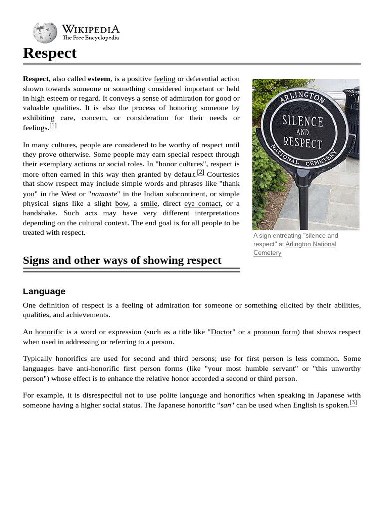 Respect - Wikipedia | PDF