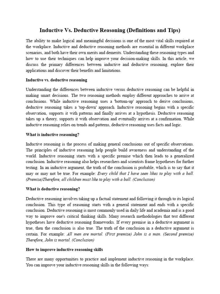 Inductive Deductive Reasoning Pdf