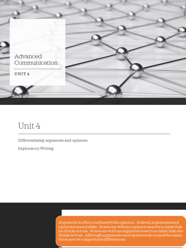 ACS - Unit 4 - Part 1 - Slides | PDF | Argument | Career & Growth