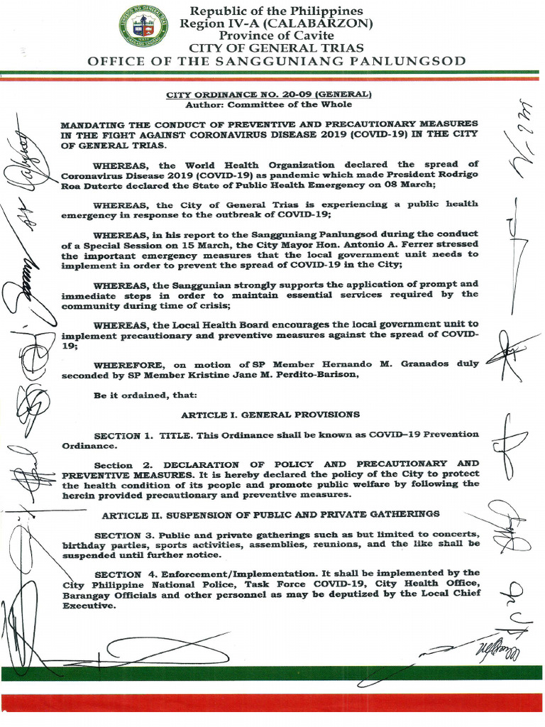 General Trias City Ordinance No. 09-2020 | PDF