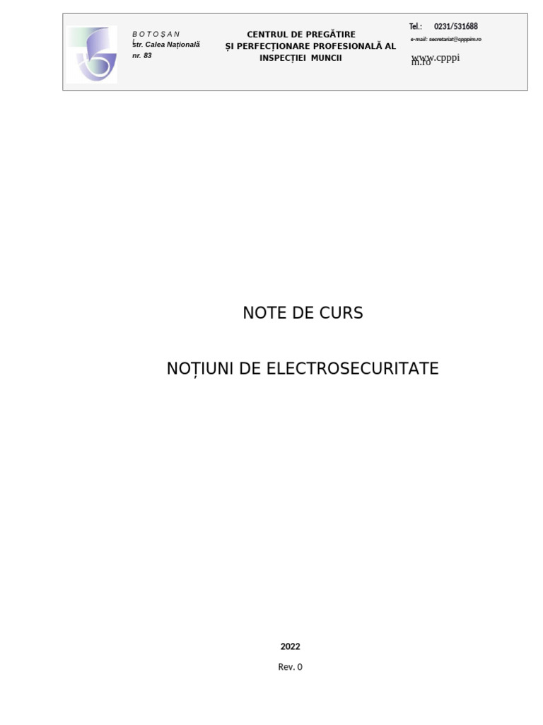 NOTE DE CURS Electrosecuritate | PDF