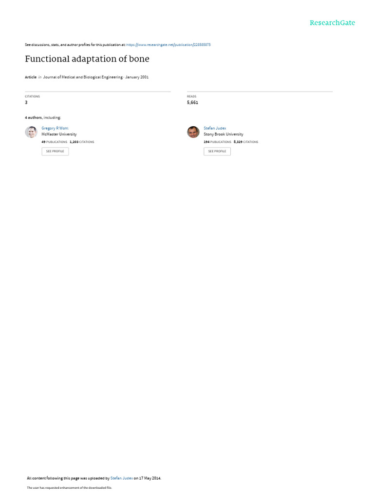 Functional Adaptation of Bone | PDF