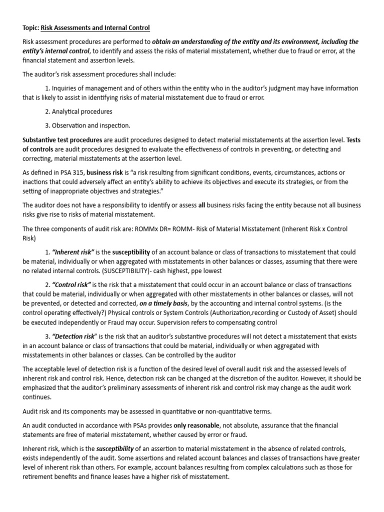 Risk-Assessments-and-Internal-Control | PDF