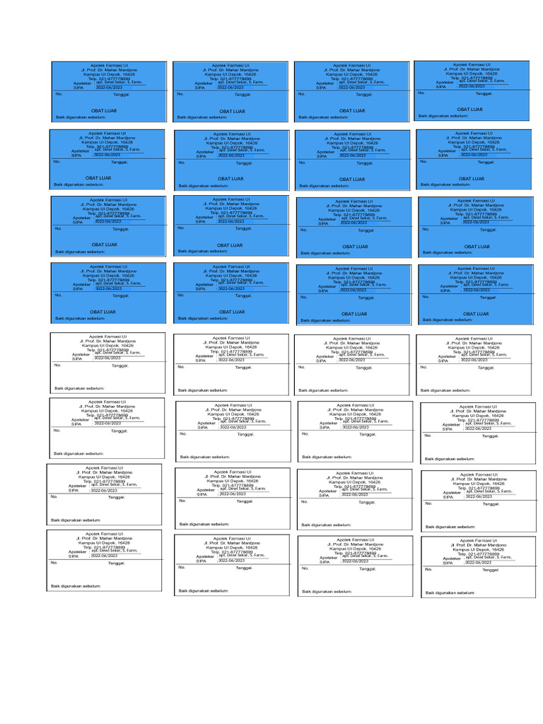 Etiket Putih Biru Med 2 | PDF