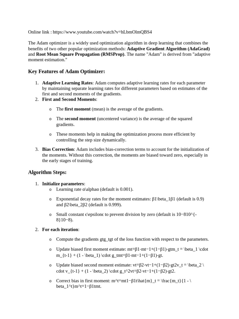 Adam Optimizer | PDF