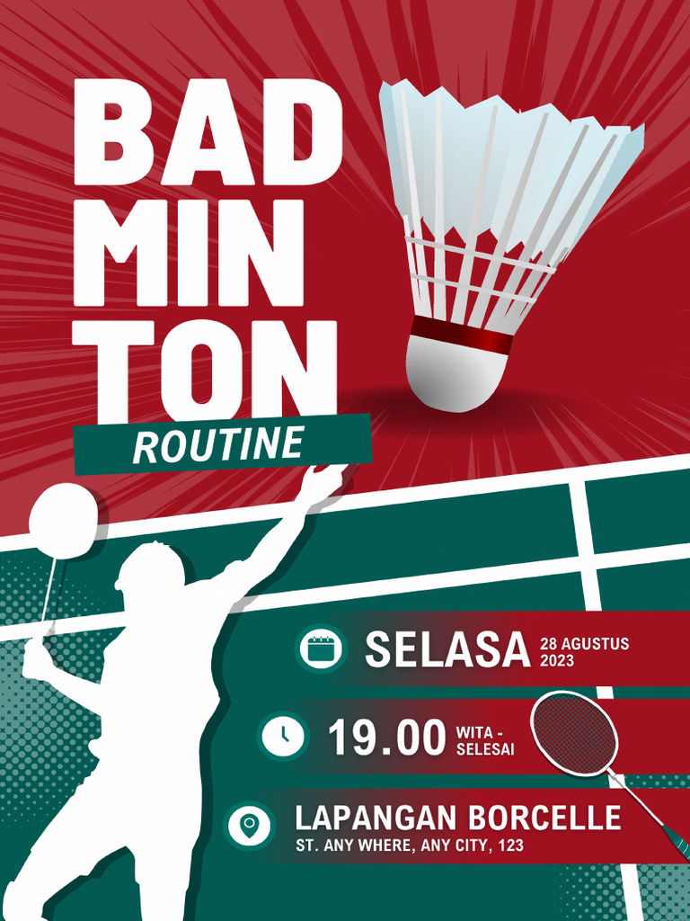 Merah Dan Hijau Ilustrasi Badminton Rutin A4 | PDF