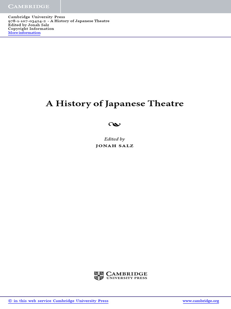 A History of Japanese Theatre | PDF