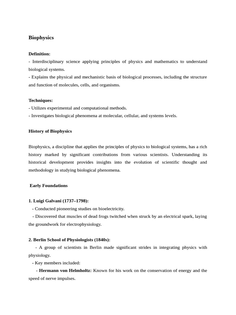 Biophysics Notes | PDF