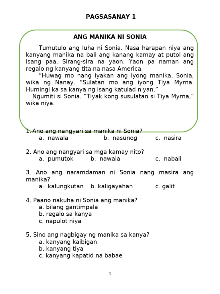 Grade-3-Pagsasanay-sa-Pagbasa 2024 | PDF