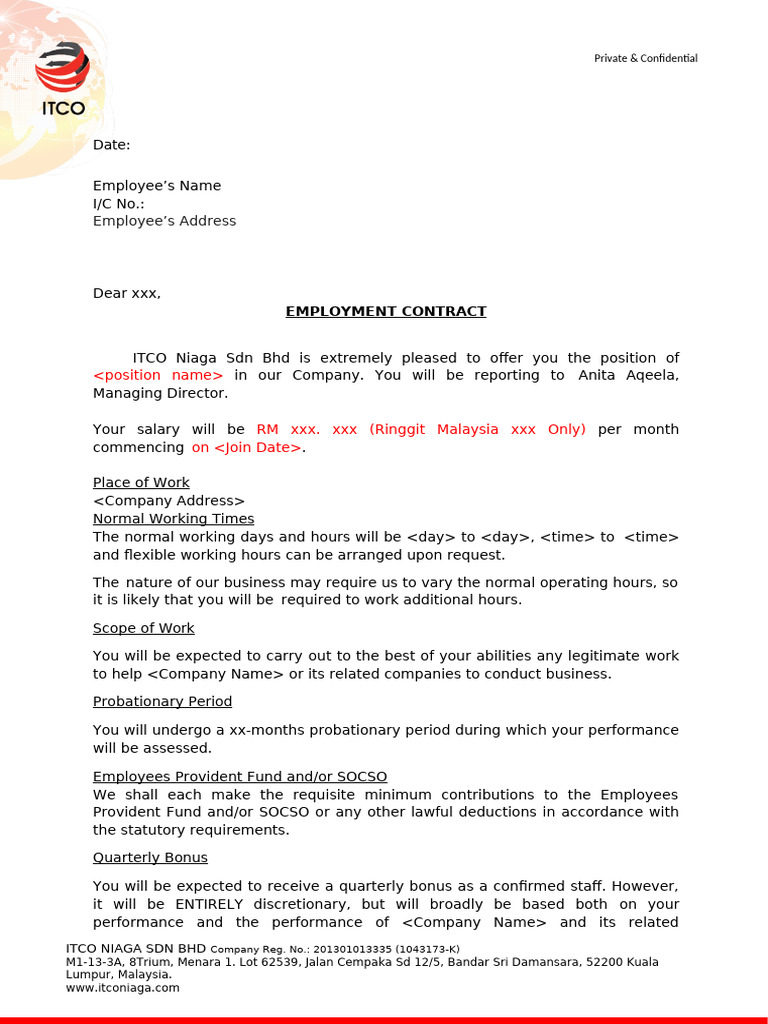 Employment Contract Template | PDF