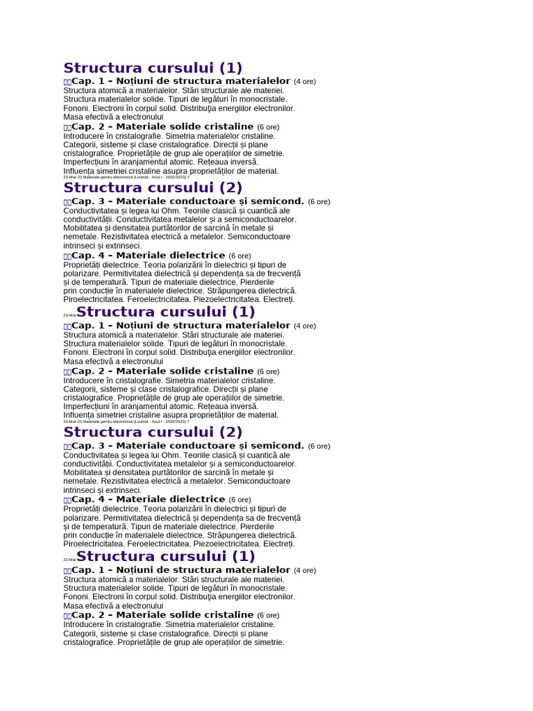 Structura Cursului | PDF