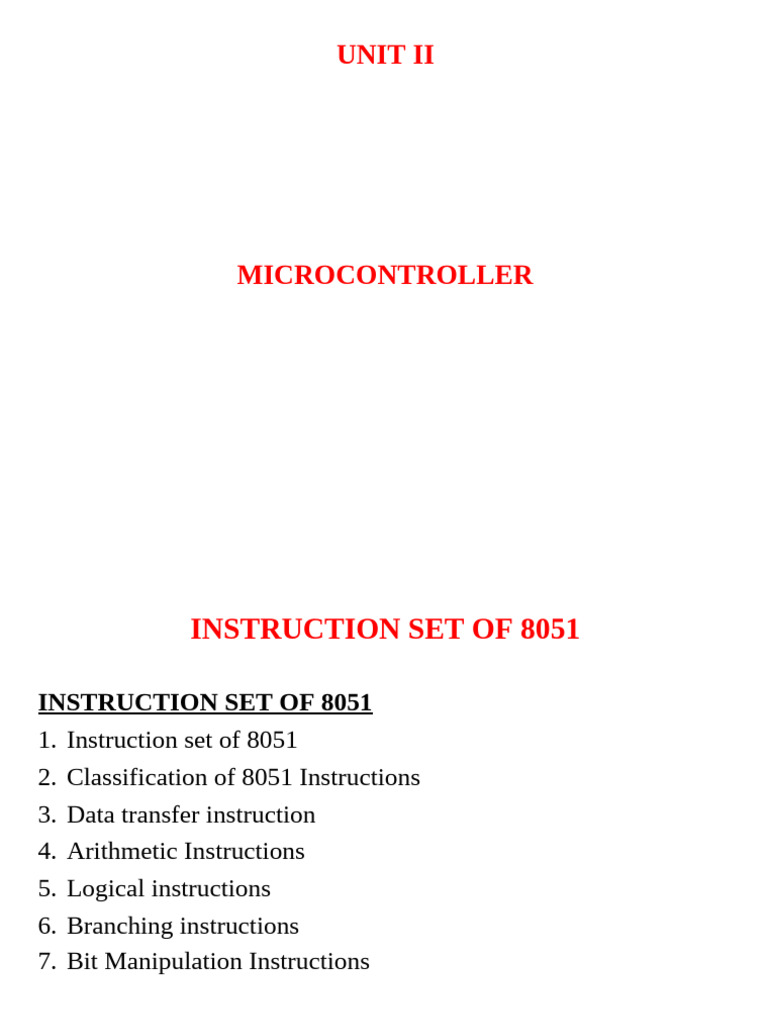 Unit Ii Microcontroller Pdf Assembly Language Computer Programming