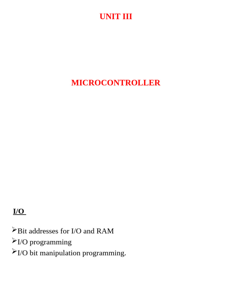 UNIT III Microcontroller | PDF