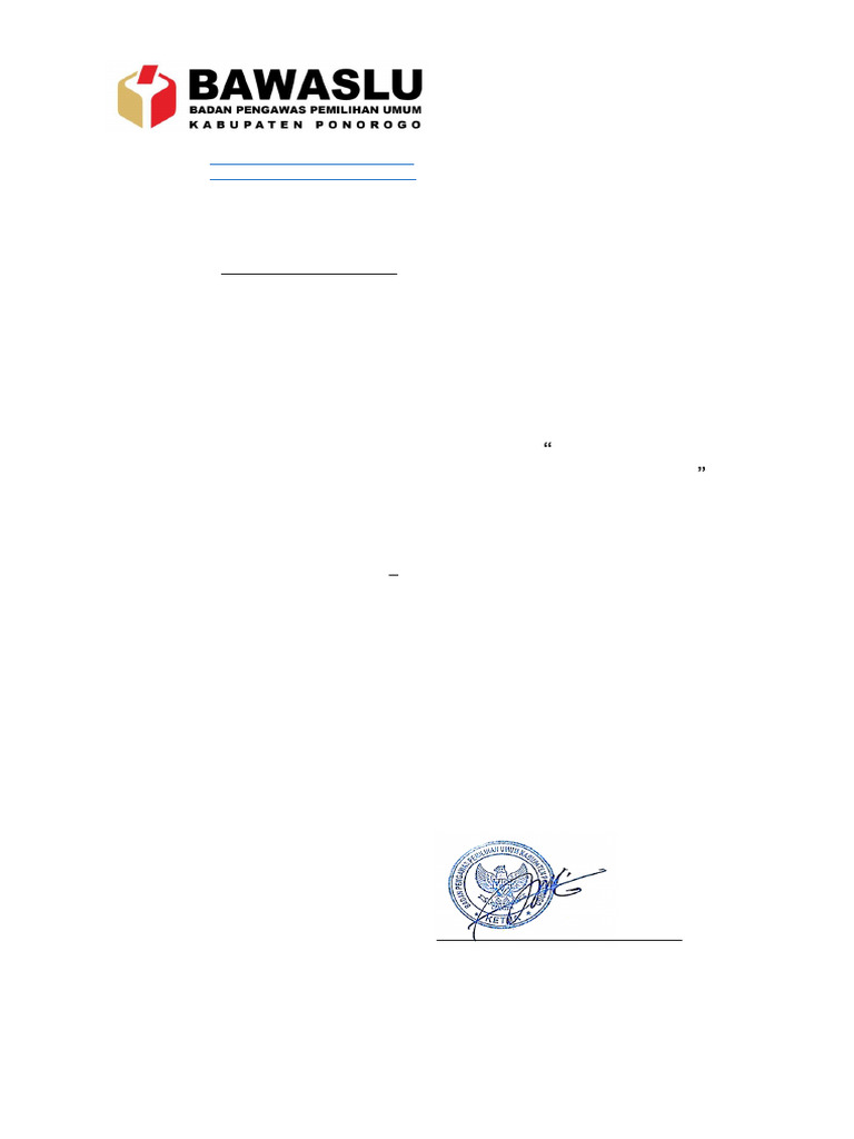031-Penerusan Undangan Bawaslu Jatim 24 Agustus | PDF