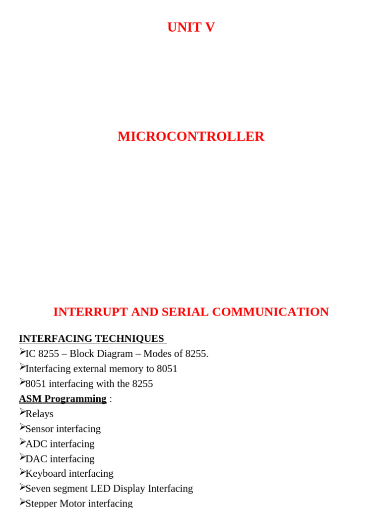 UNIT V microcontroller | PDF