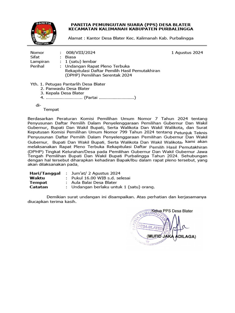 Undangan Pleno DPHP | PDF