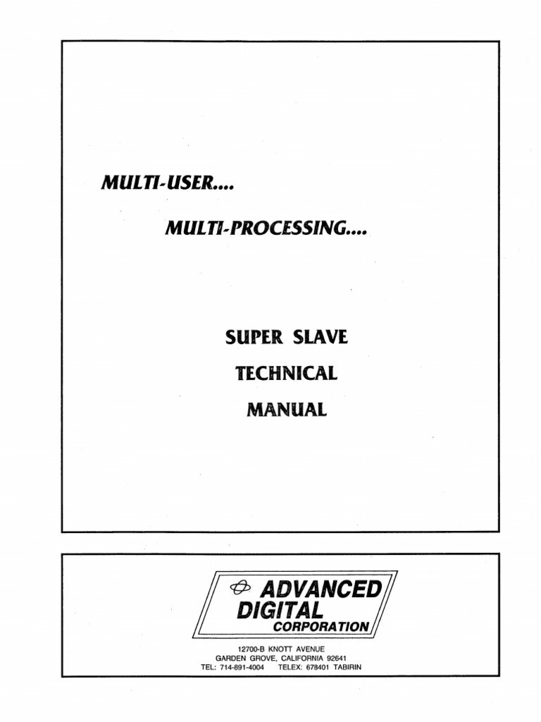 ADC Super Slave Technical Manual 1982 | PDF
