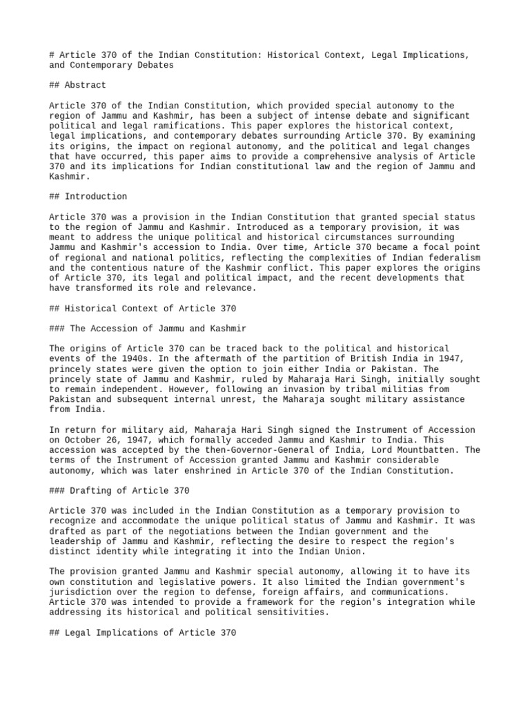 Article 370 | PDF