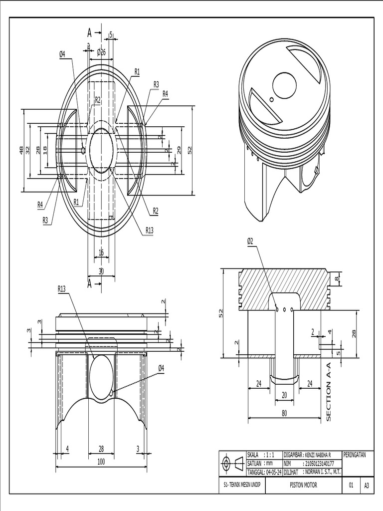 3D Piston Drawing | PDF
