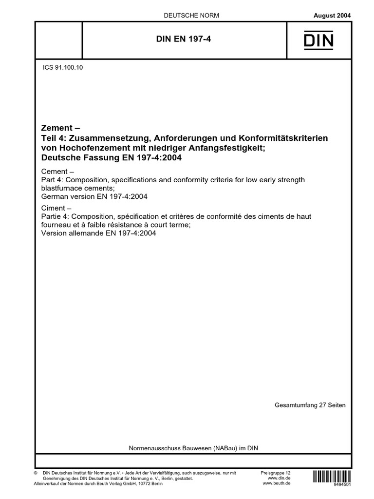DIN EN 197-4 | PDF