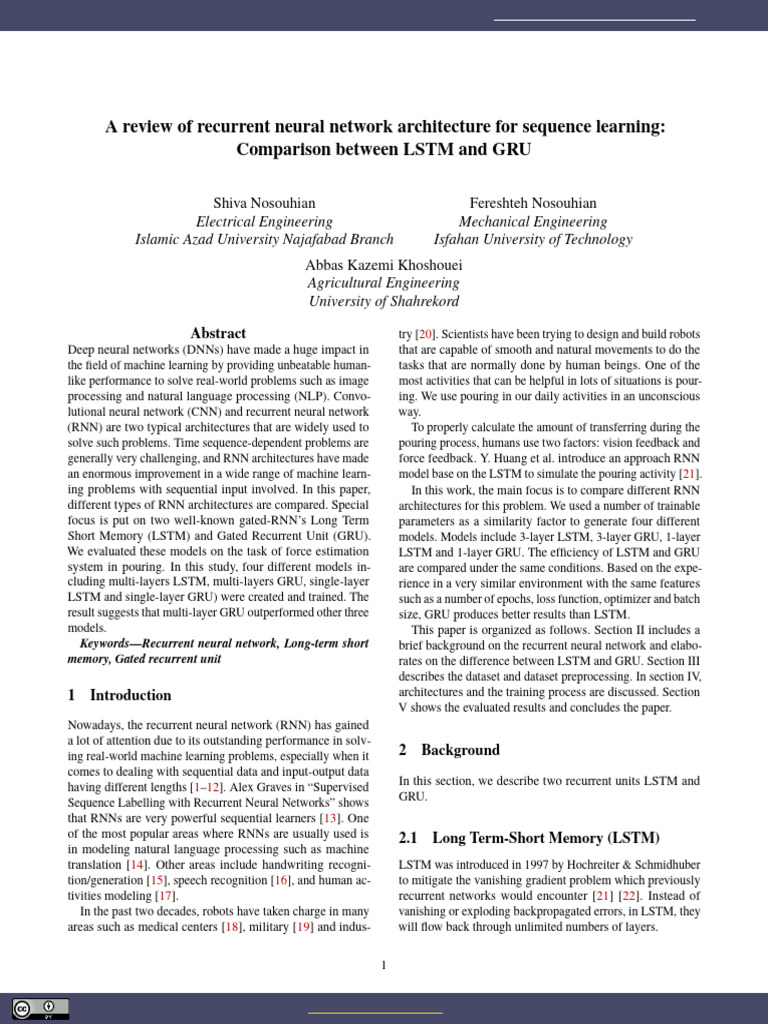 A Review of Recurrent Neural Network Architecture For Sequence Learning: Comparison Between LSTM ...