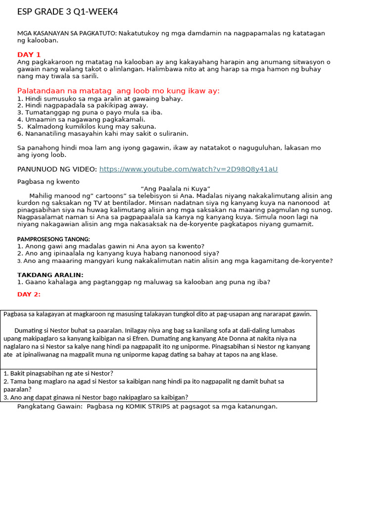 ESP GRADE 3 Q1-WEEK4 IMs | PDF