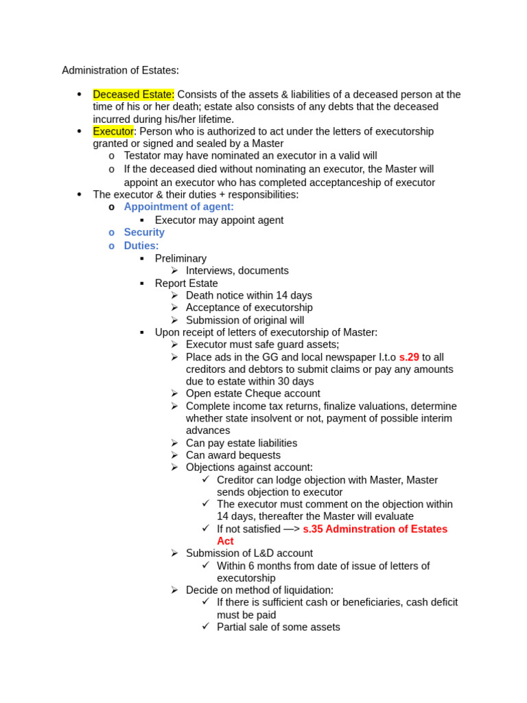 Administration Of Estates Pdf