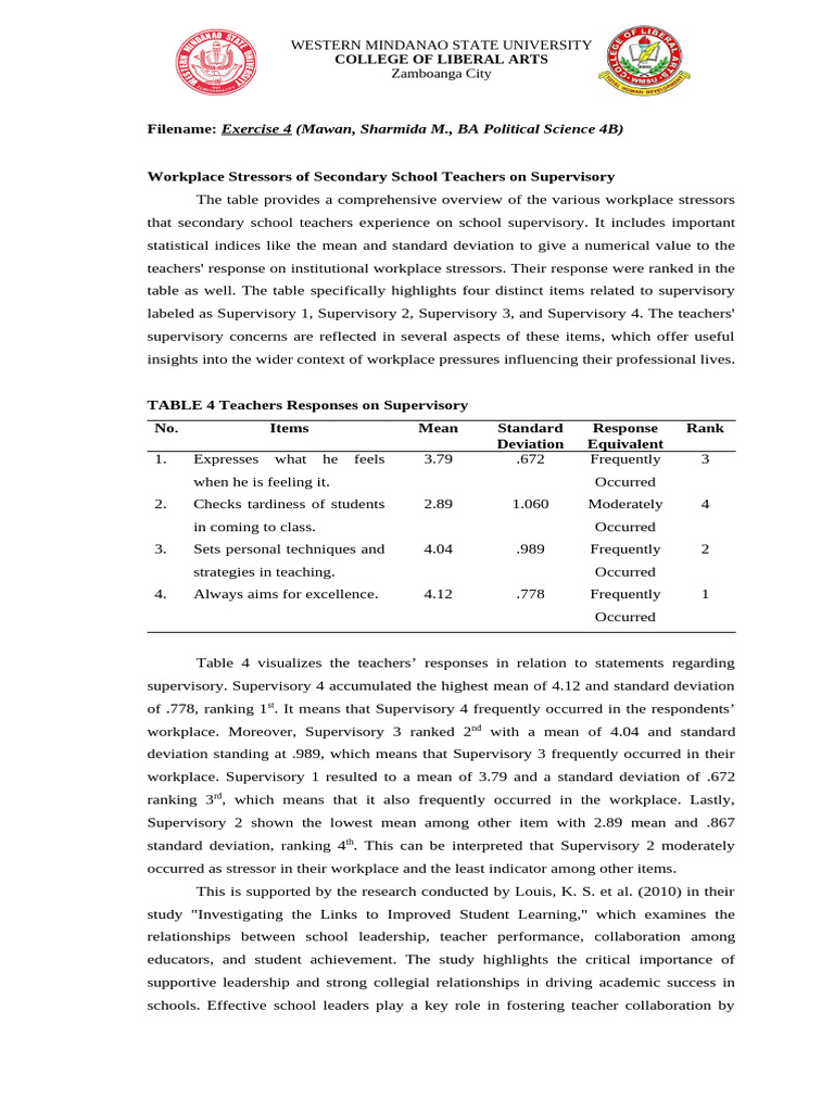 Exercise 4 - Ce 103 Wmsu SPSS | PDF